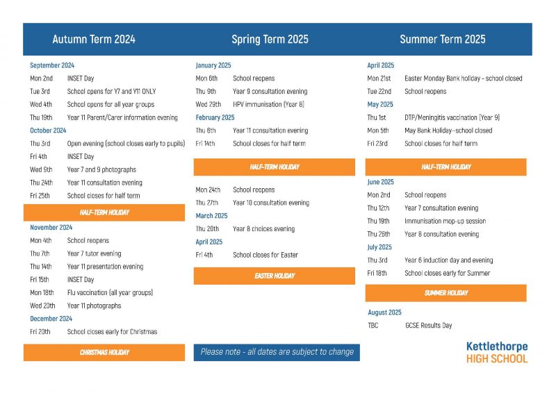 School Calendar - Kettlethorpe High School